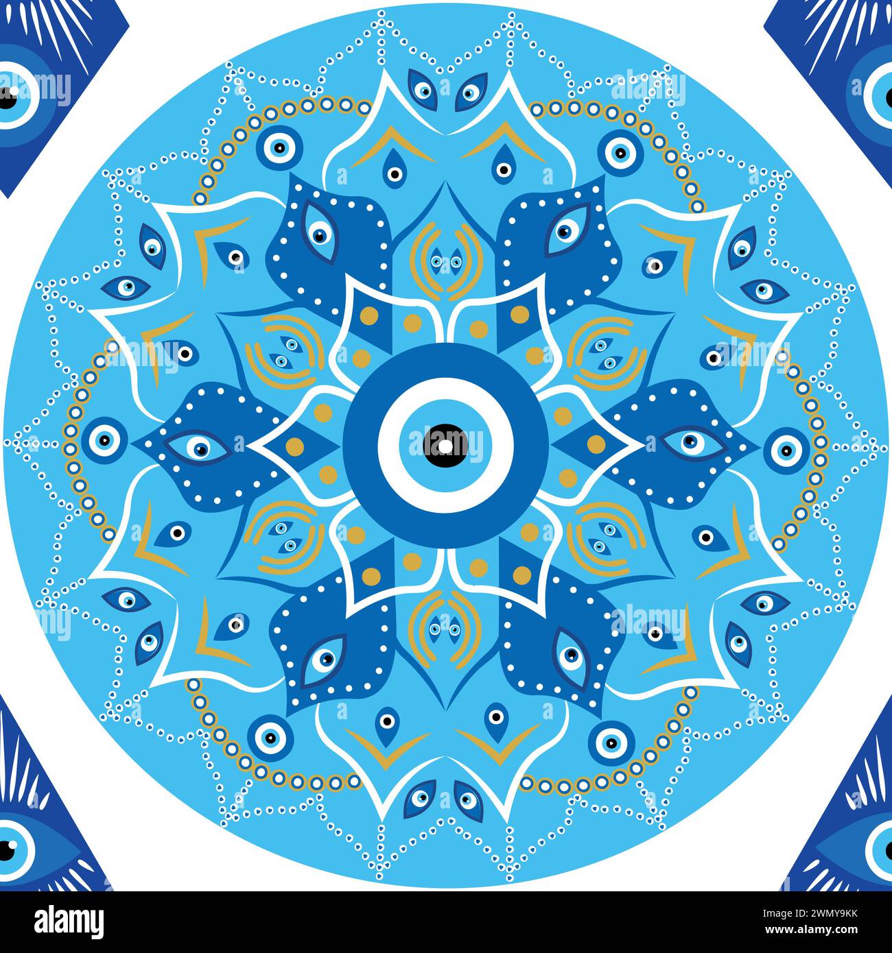 Evil eye mandala seamless pattern. Symbol of protection, Turkish ...