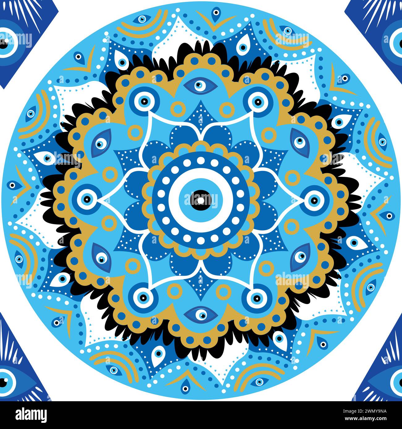 Evil eye mandala seamless pattern. Symbol of protection, Turkish ...