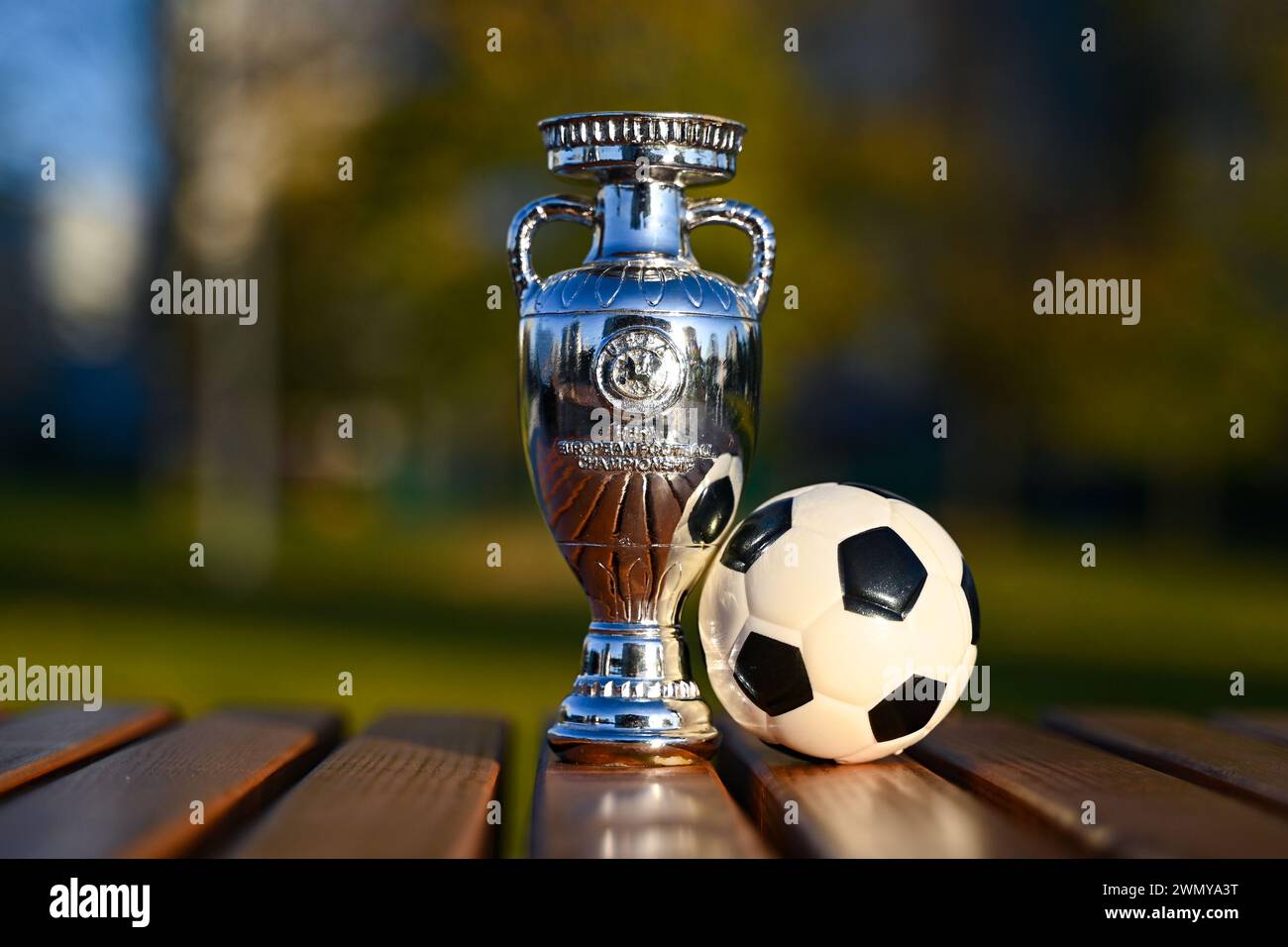 October 13, 2023, Berlin, Germany. The trophy of the European Football ...