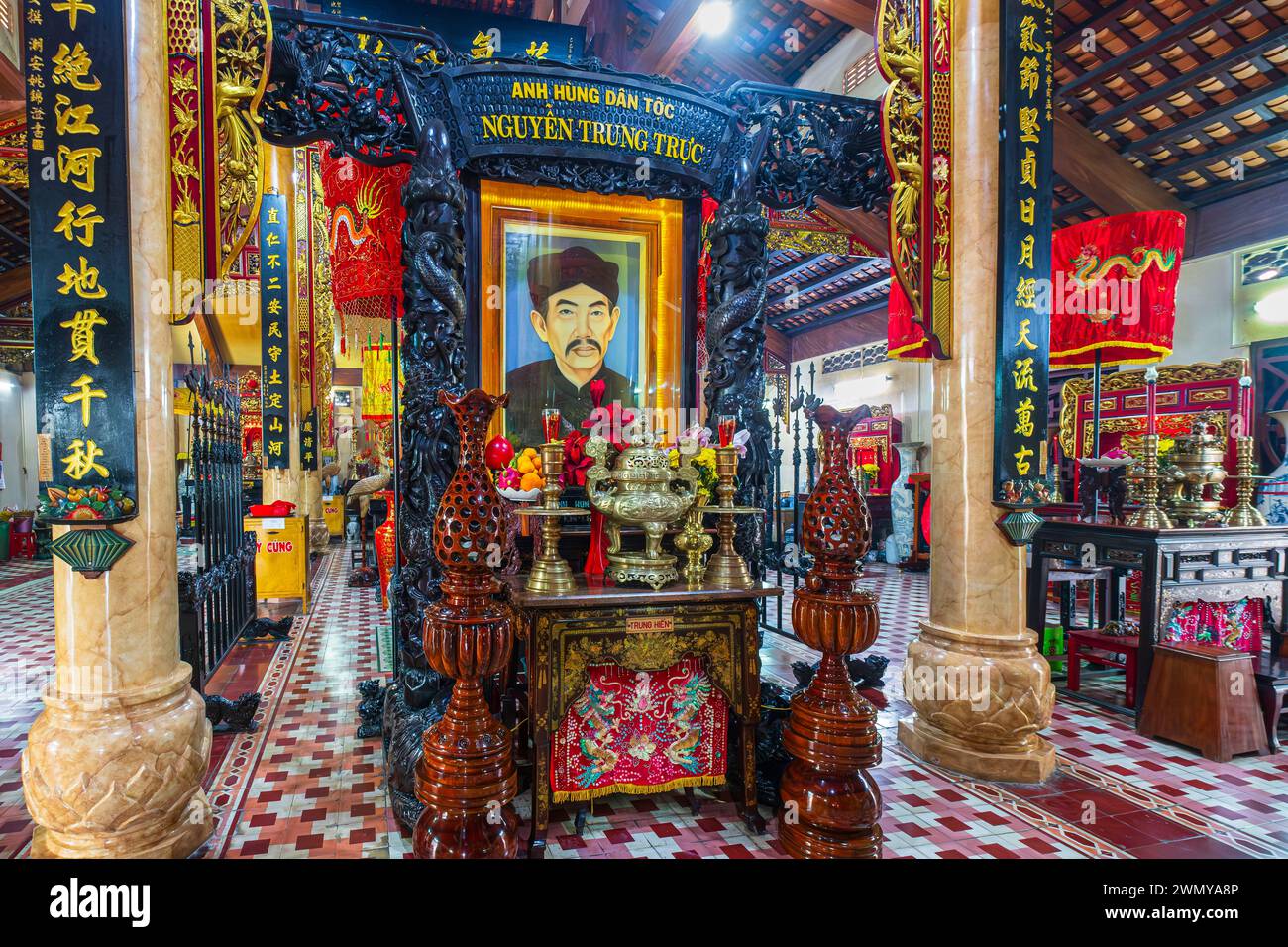 Vietnam, Mekong Delta, Kien Giang province, Rach Gia, Nguyen Trung Truc temple dedicated to ...