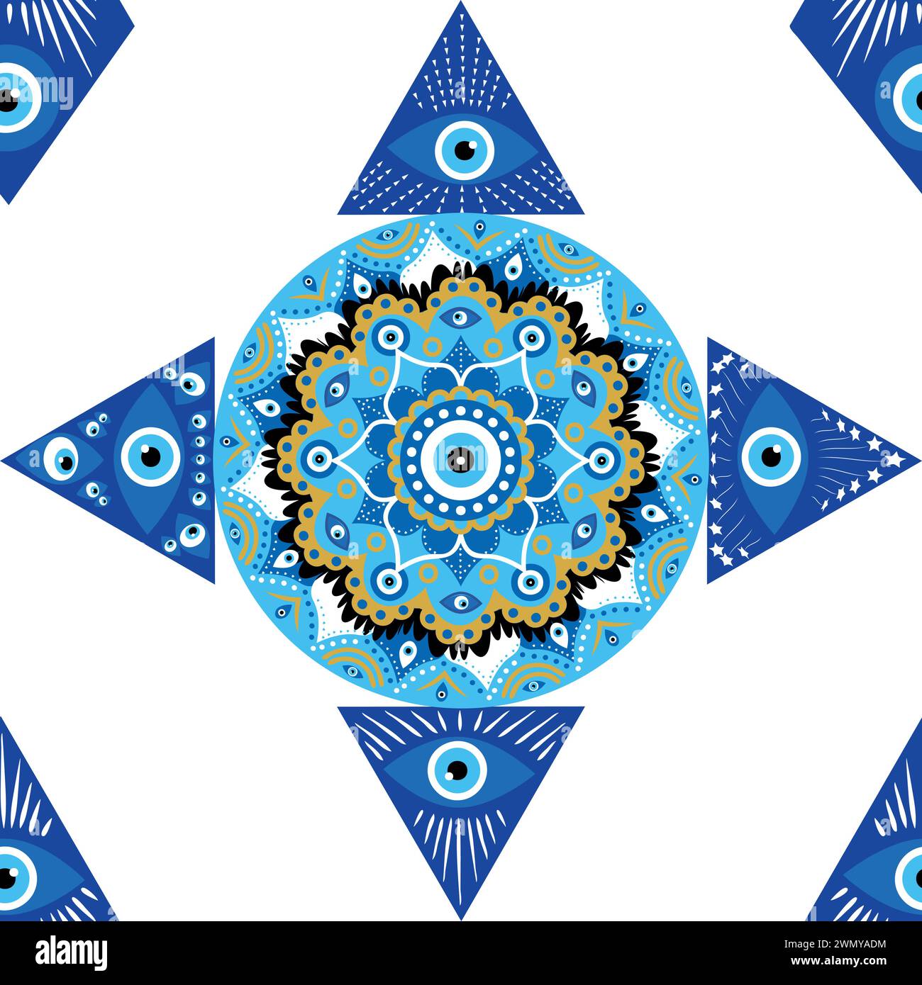Evil eye mandala seamless pattern. Symbol of protection, Turkish ...