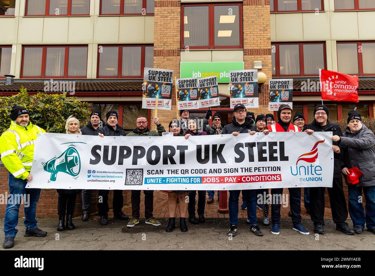 Scunthorpe, UK, 28 February 2024, Unite the Union’s Save Our Steel ...