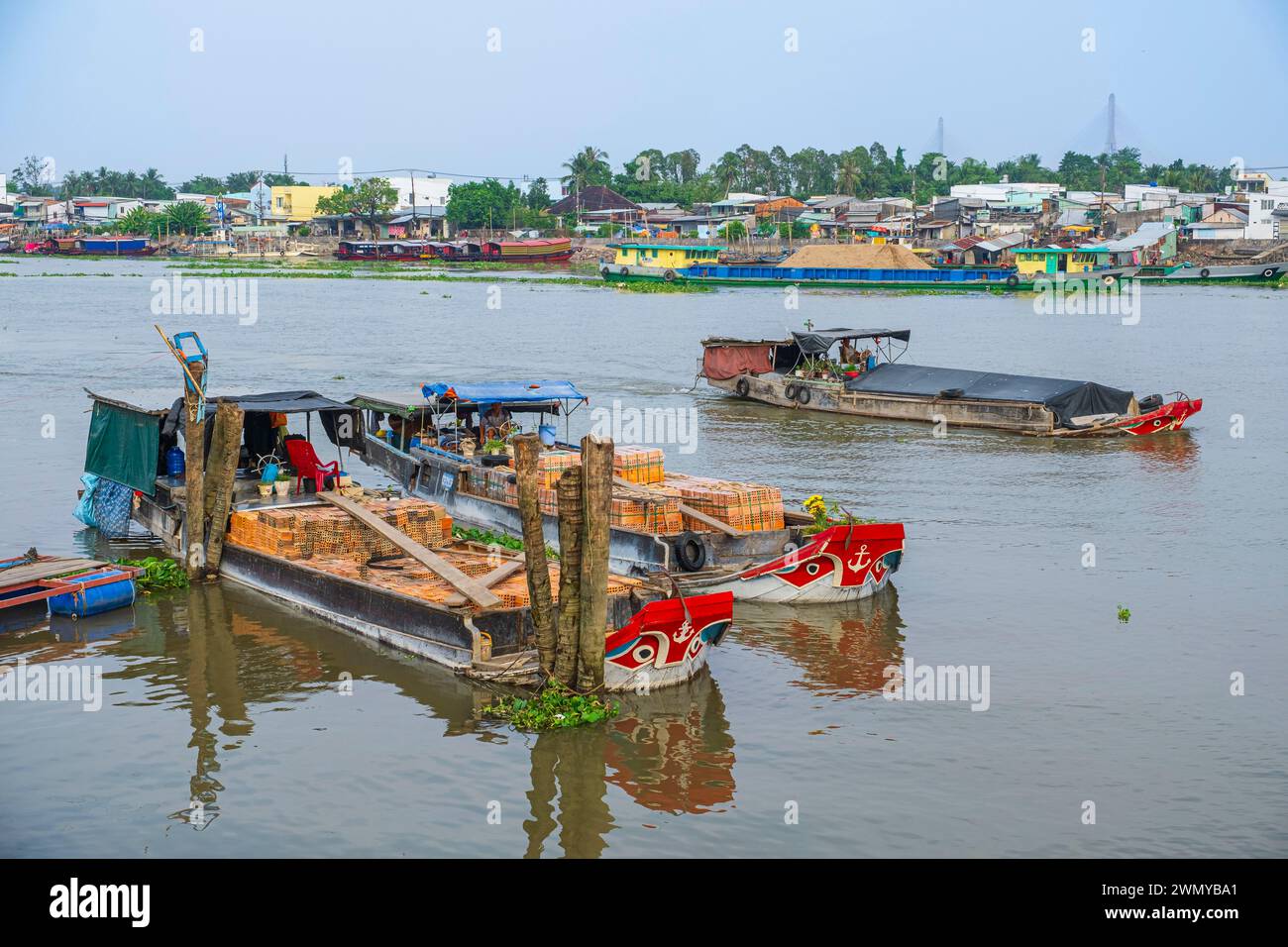 Vietnam, Mekong Delta, Can Tho, navigation on Can Tho river Stock Photo ...