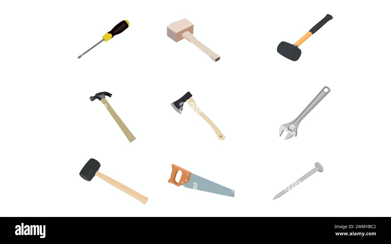 Vector Isolated Set of Tools. Icon Set isolated on a white background ...