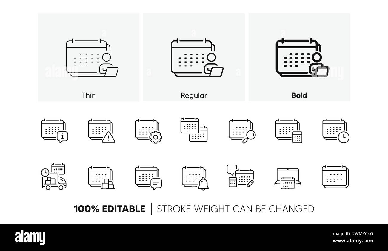 Calendar line icons. Schedule appointment, Event date, Time planner ... Calendar line icons. Schedule appointment, Event date, Time planner ...