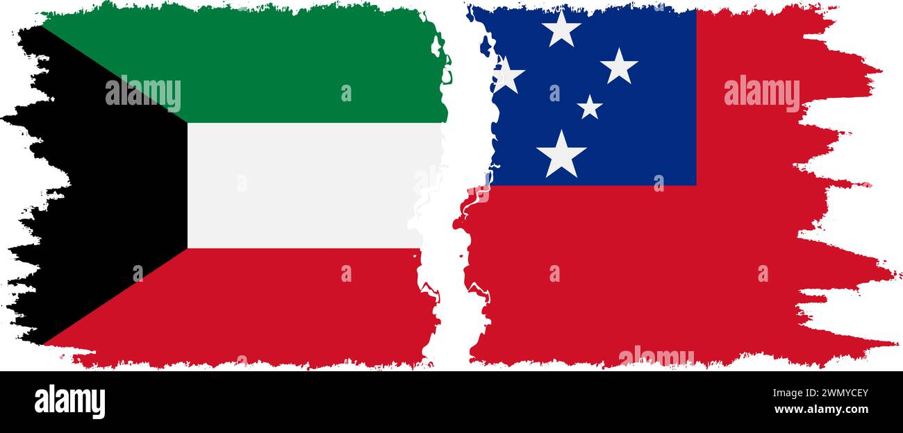 Independent State and Kuwait grunge flags connection, vector Stock ...