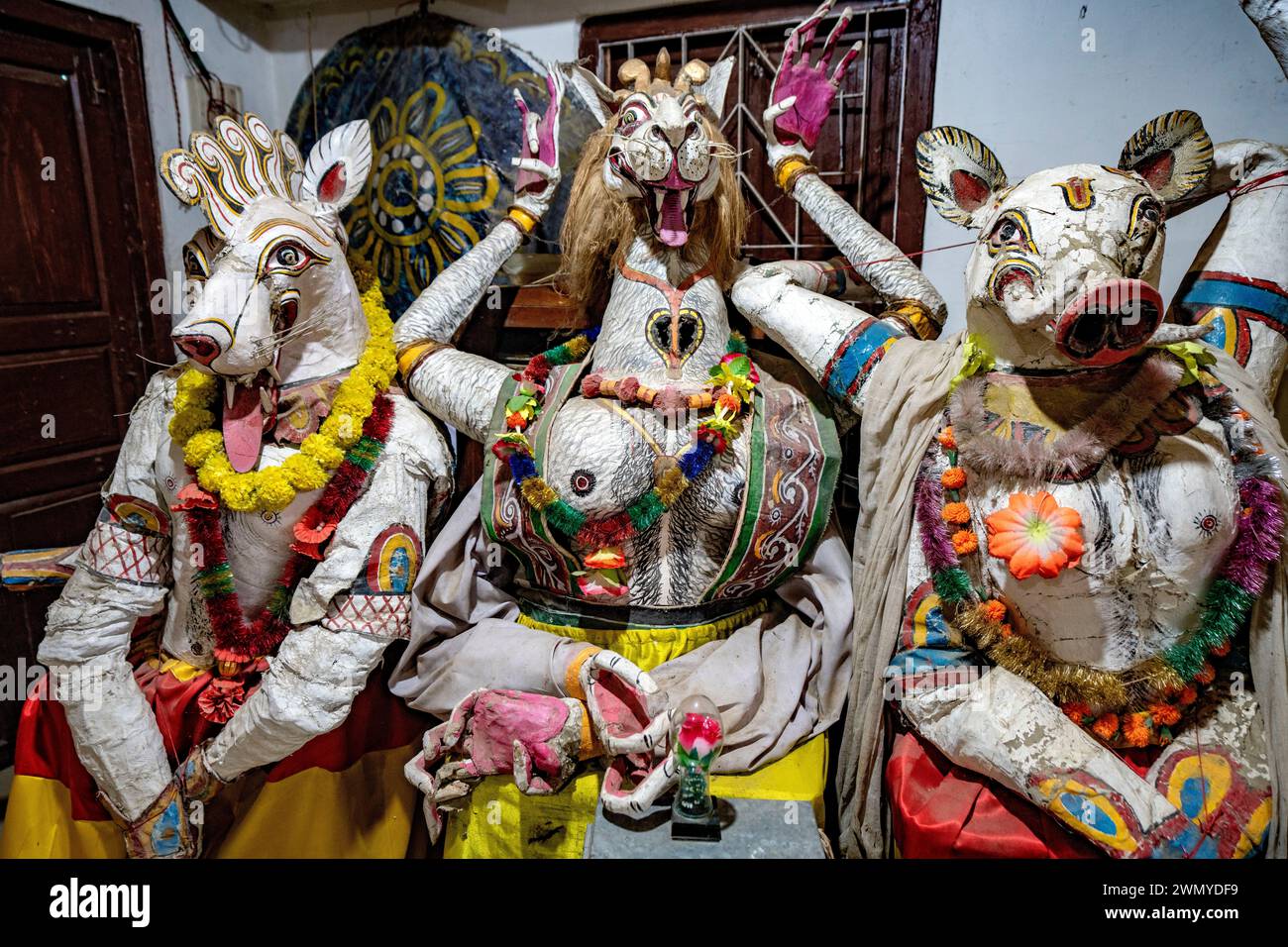 India, Assam, Majuli island, masks and costumes fabric Stock Photo - Alamy
