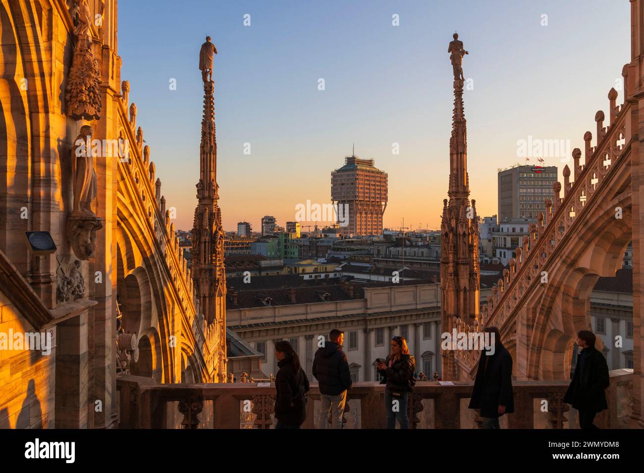 Italy, Lombardy, Milan, Piazza del Duomo, view of the Velasca Tower ...