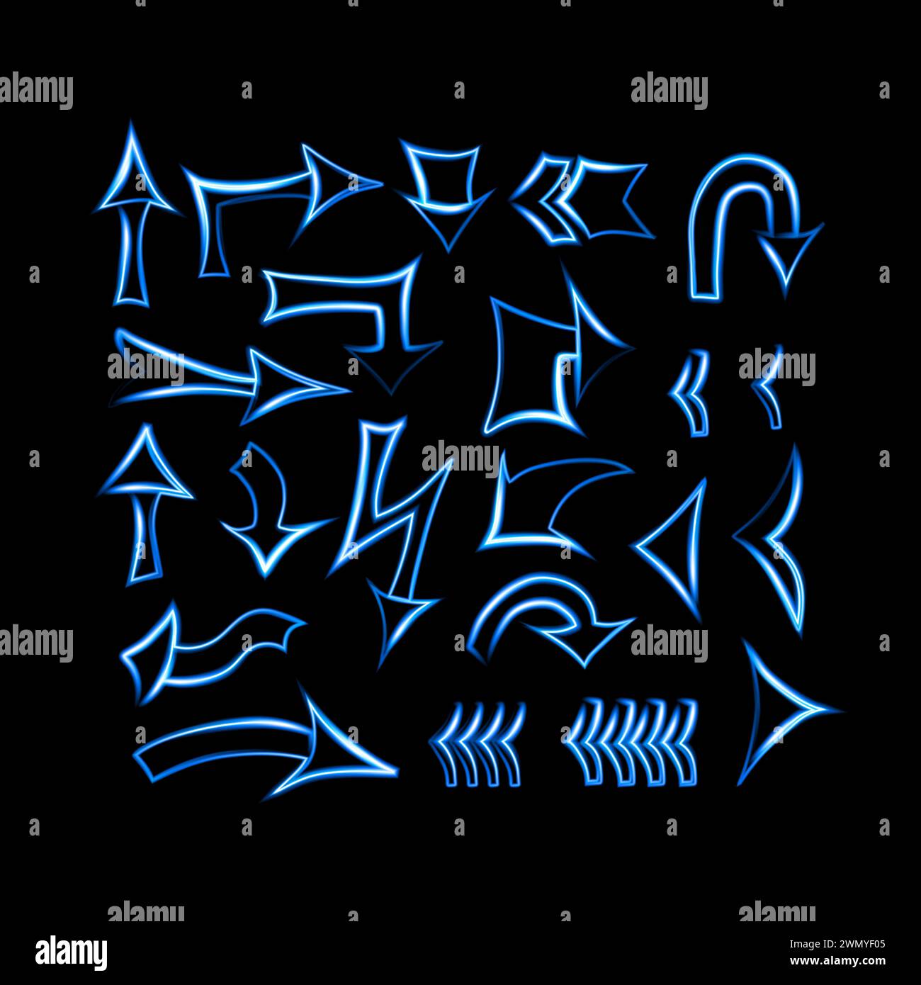 Set of pointer arrows with neon effect Stock Vector Image & Art - Alamy