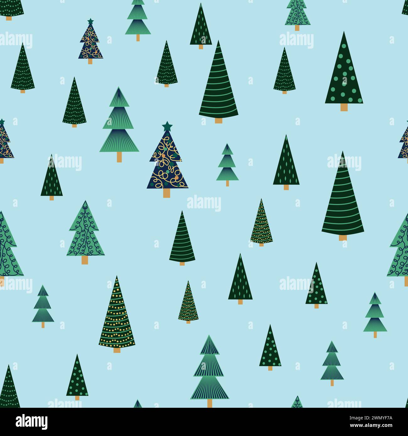 Christmas tree dense seamless pattern. golden christmas background ...