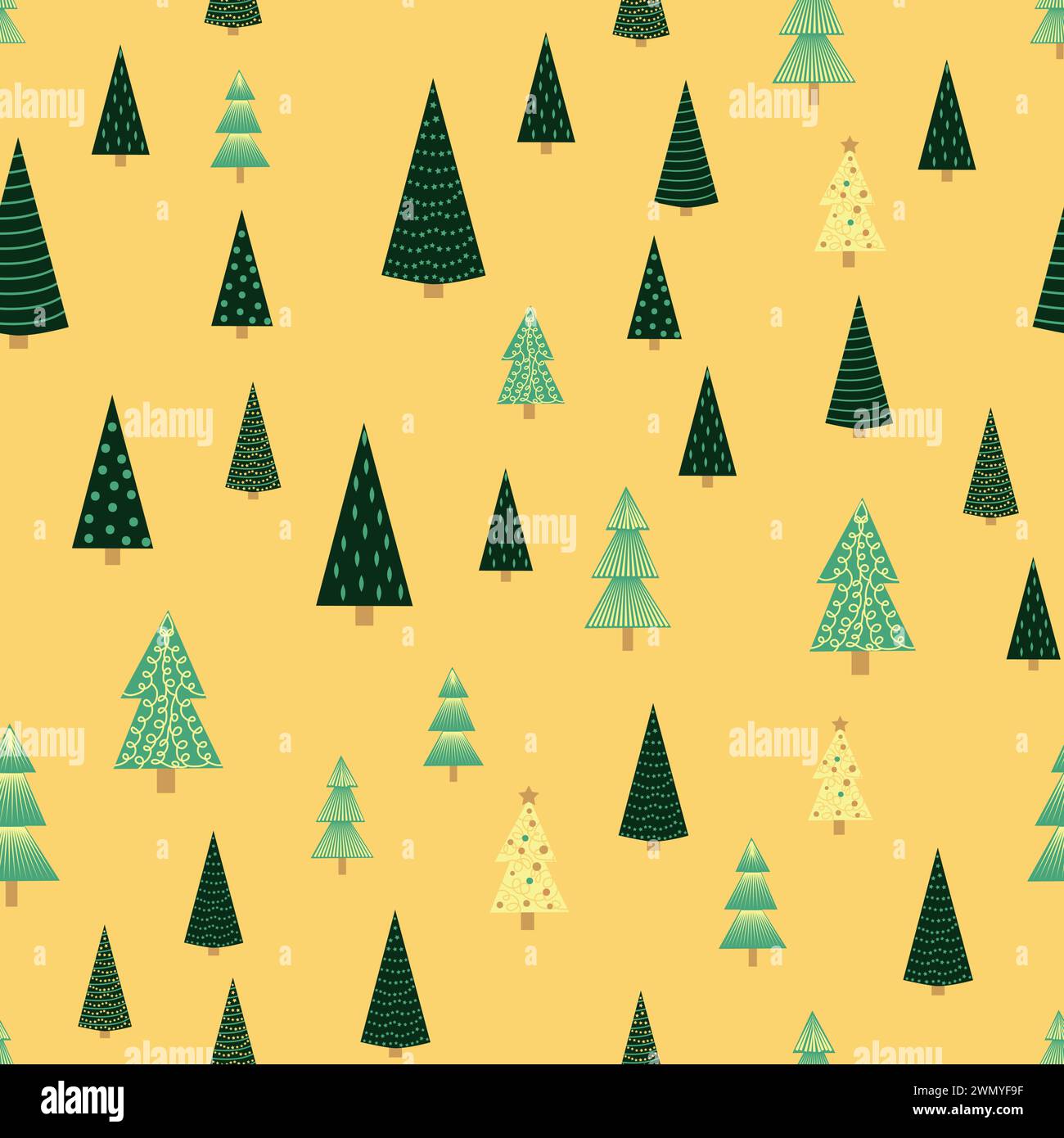 Christmas tree dense seamless pattern. golden christmas background ...