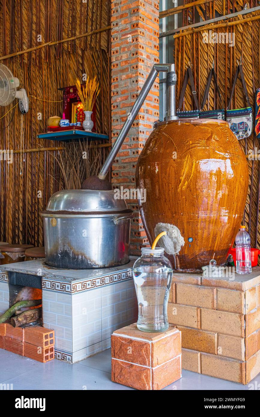 Vietnam, Mekong Delta, Cai Be, distillery of rice alcohol Stock Photo ...