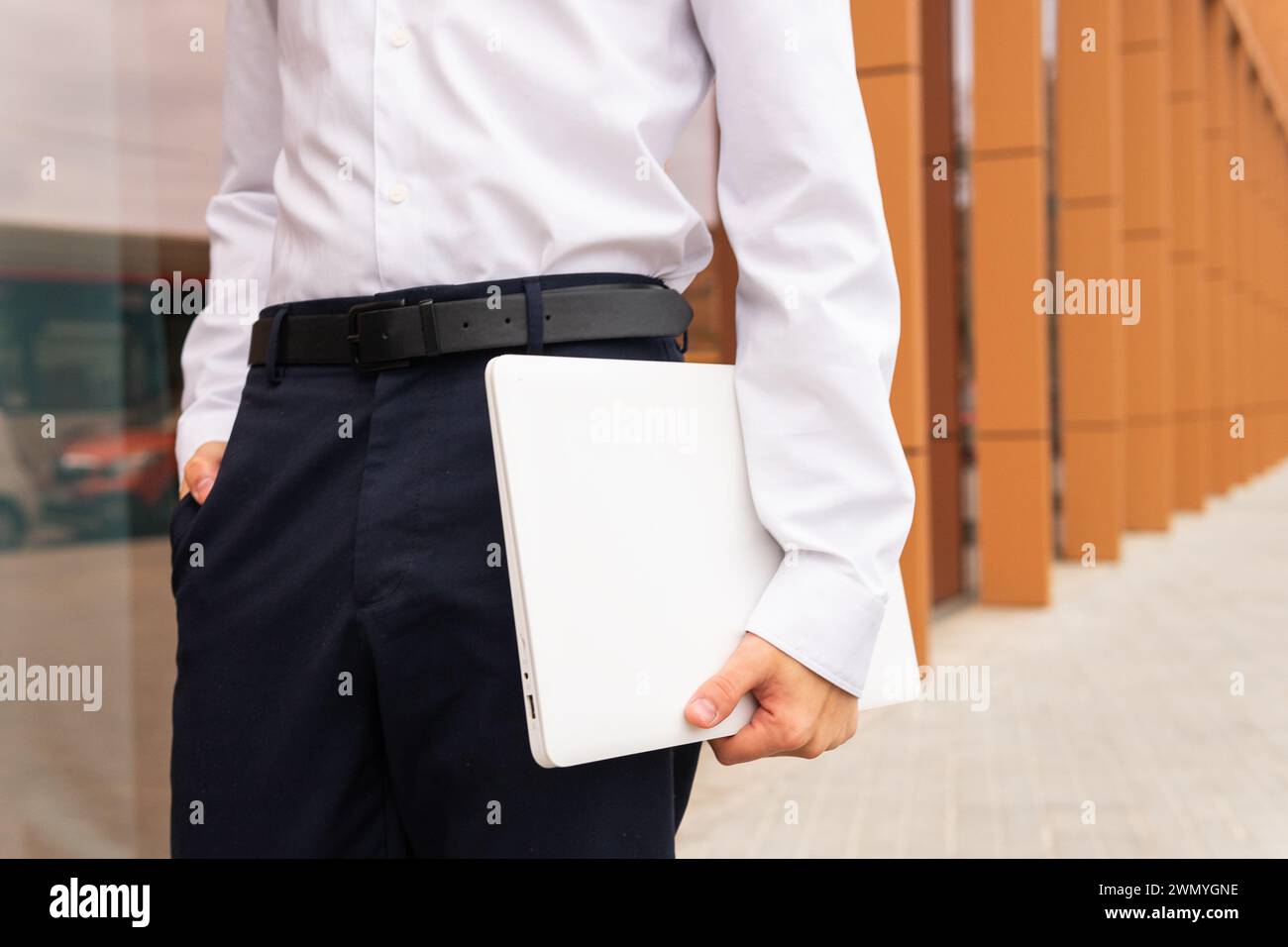 Portable tech man in white hi-res stock photography and images - Alamy