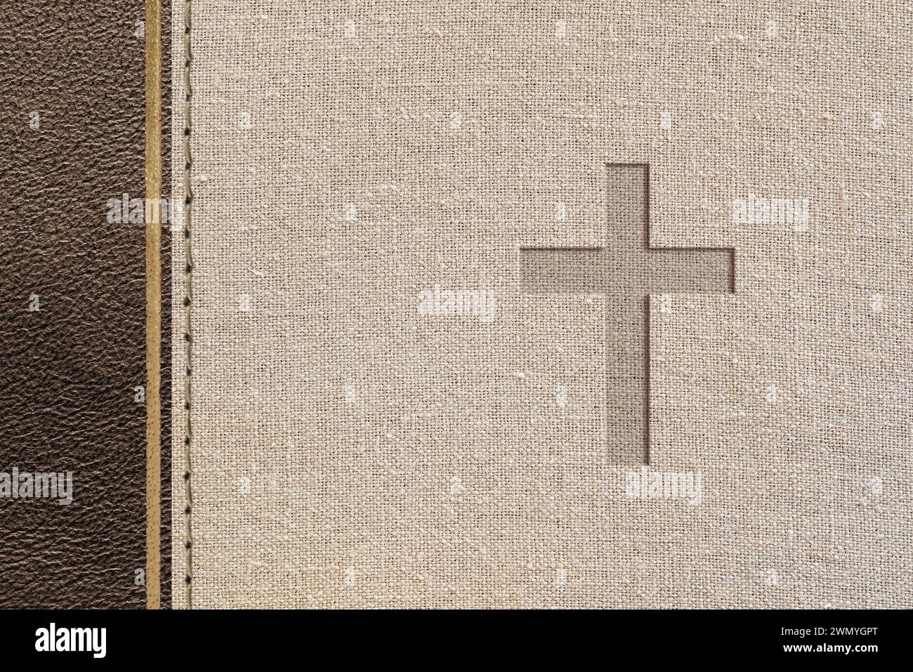Brown Christian religious design with leather and brown fabric textures ...