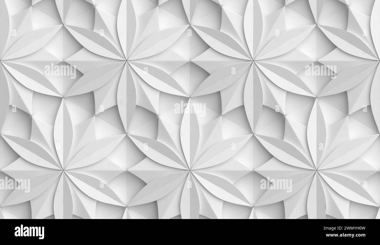 3D Wallpaper in the form of geometric panels of white material with ...