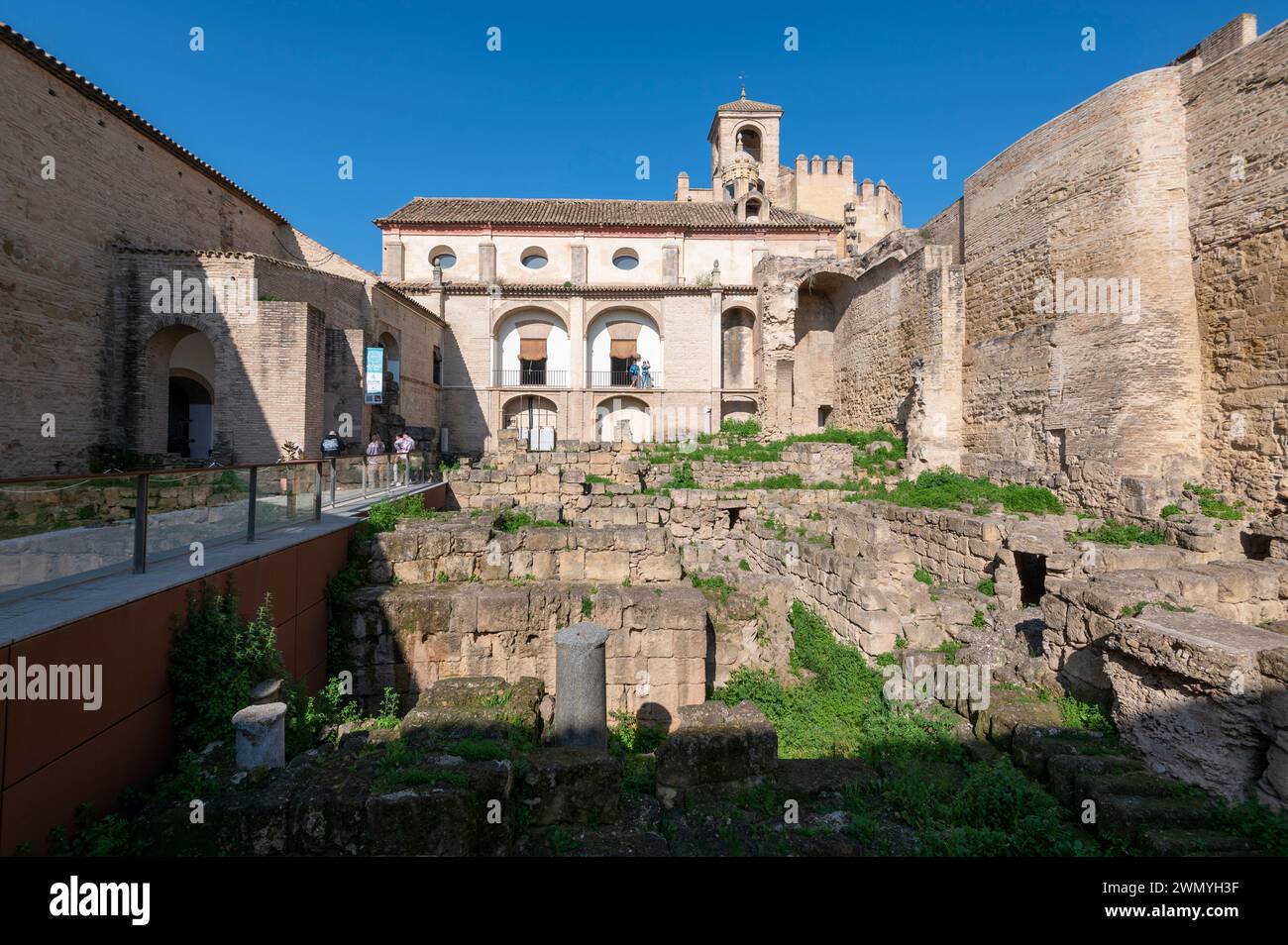 The inner courtyard at the Alcazar de los Reyes Cristianos, also known as the Alcazar of Cordoba ...