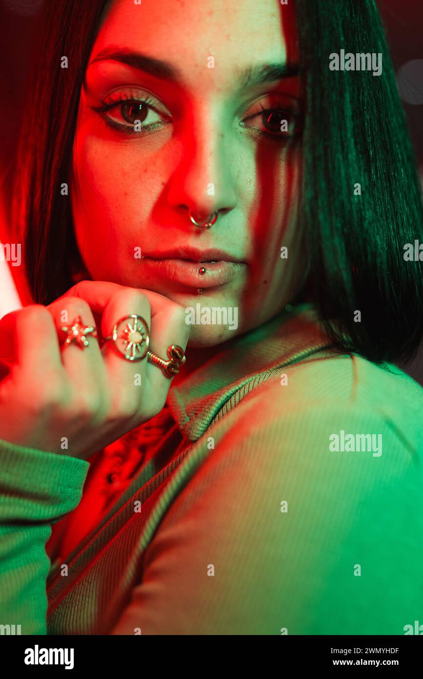 Ear piercing woman close up hi-res stock photography and images - Alamy