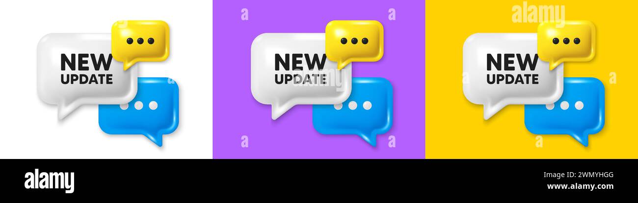 New update icon. Special offer sign. Chat speech bubble 3d icons ...