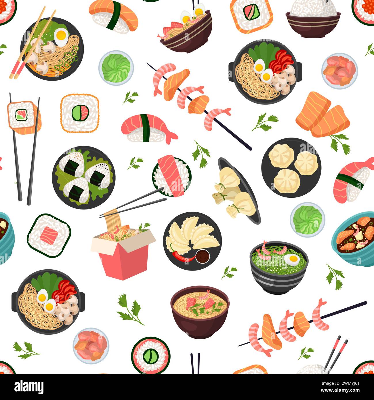 Asian food pattern. cartoon backgrounds with asian food seamless ...