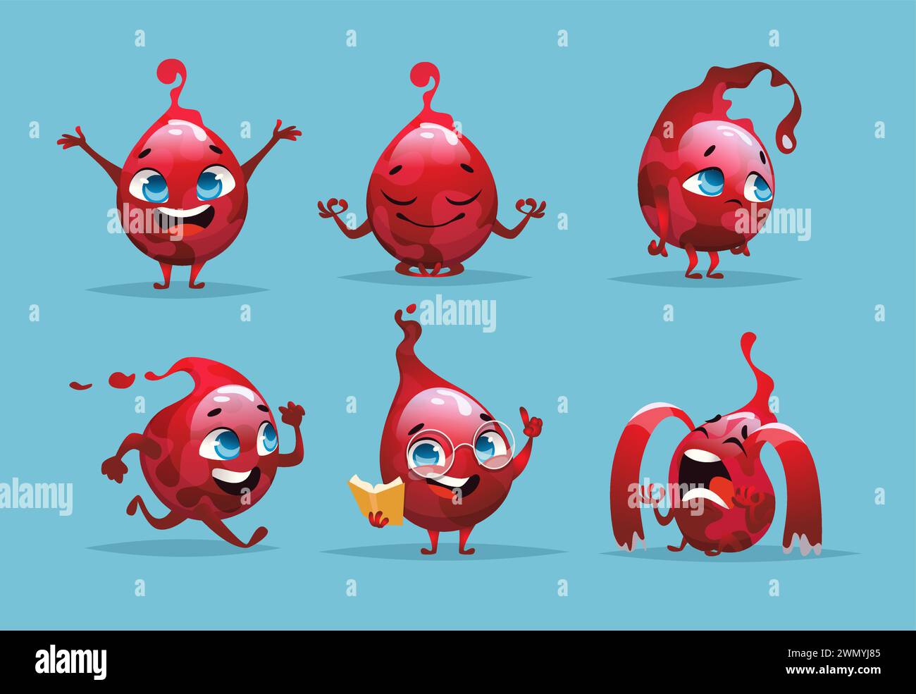 Blood character funny mascot of red blood in cartoon style Stock Vector ...