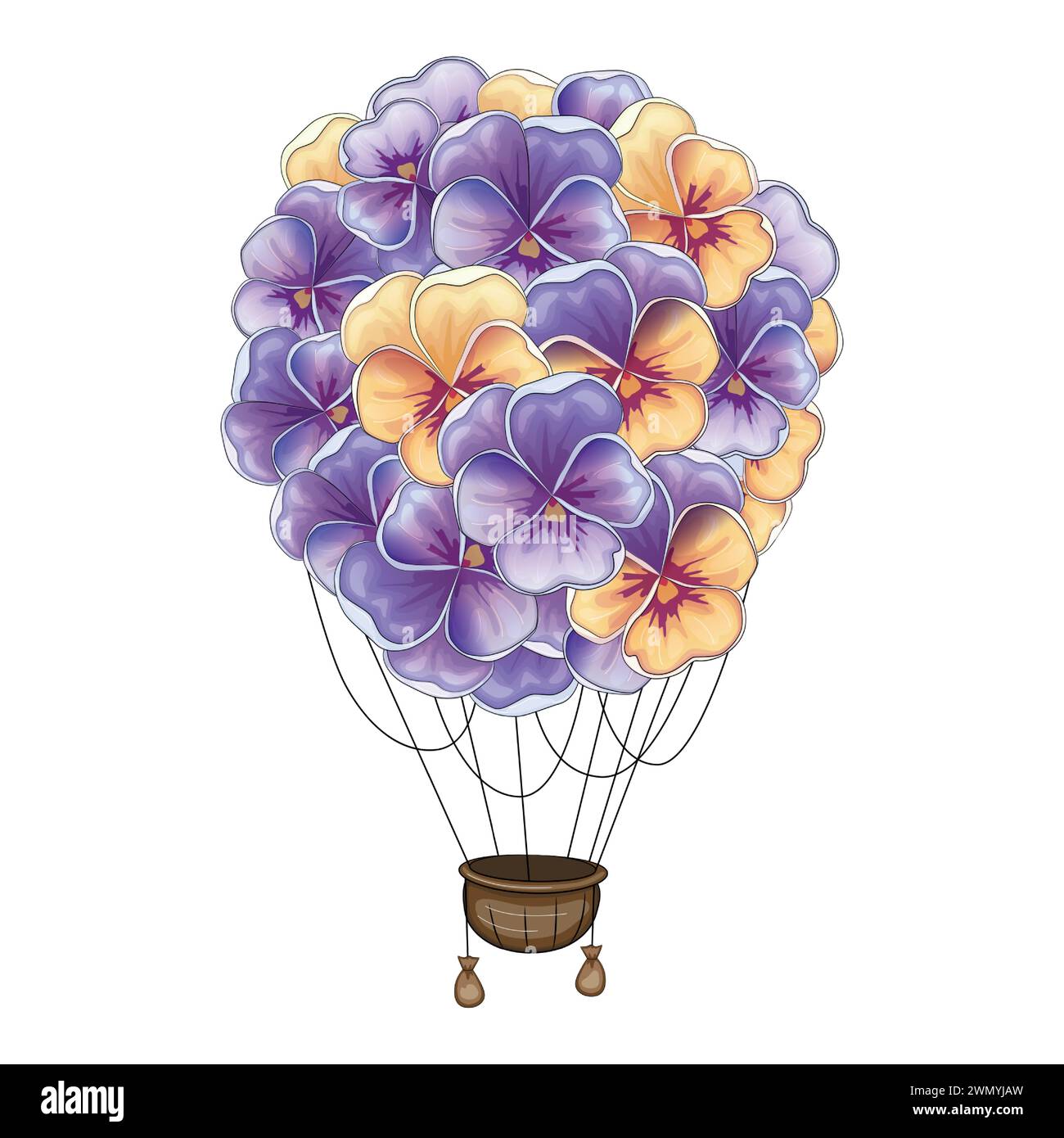 Hot Air Balloon. The balloon consists of flowers anemone, peony ...