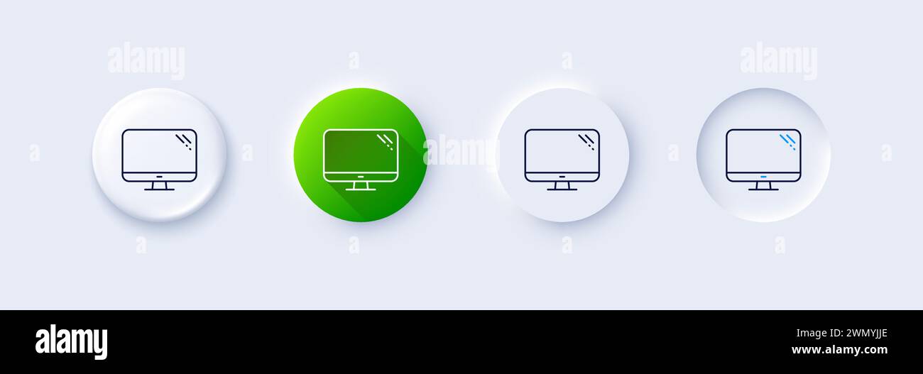 Computer line icon. PC component sign. Monitor symbol. Line icons ... Computer line icon. PC component sign. Monitor symbol. Line icons ...