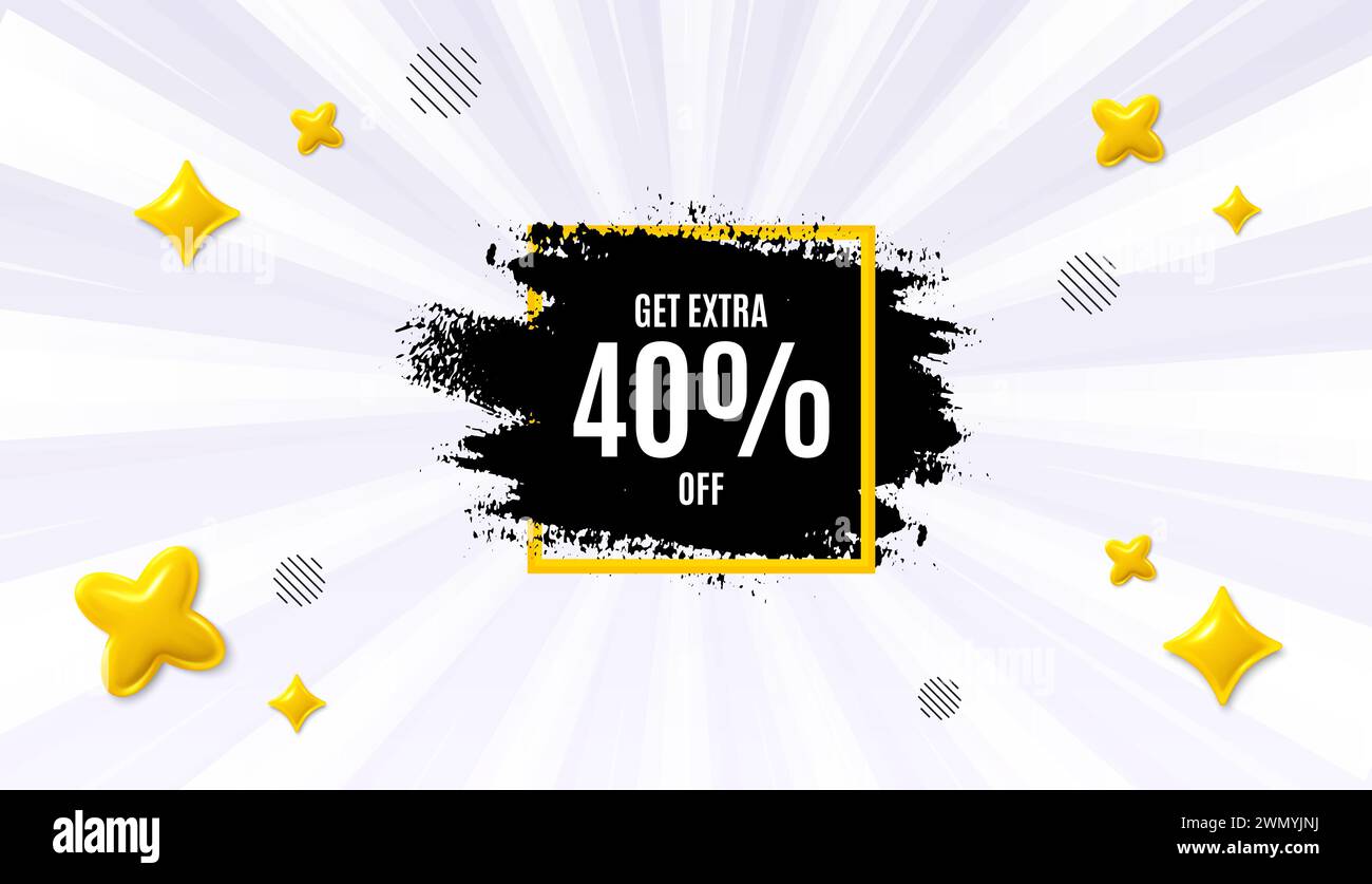 Get 40 percent off paint brush banner. Discount square frame. Offer ...