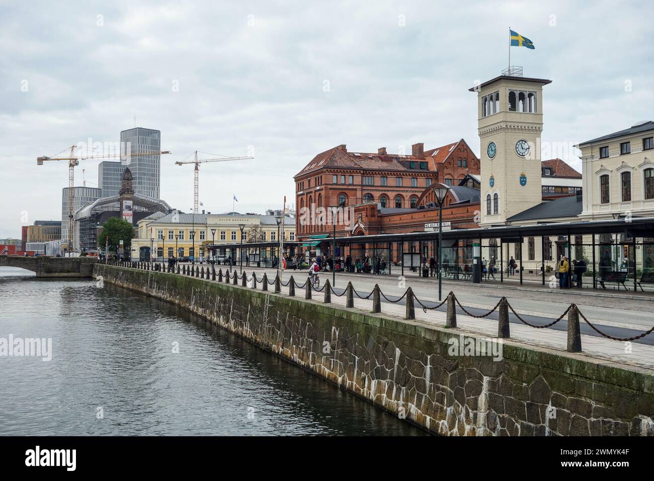 MALMO, SWEDEN - OCTOBER 26, 2014: Main train and bus station in Malmo ...