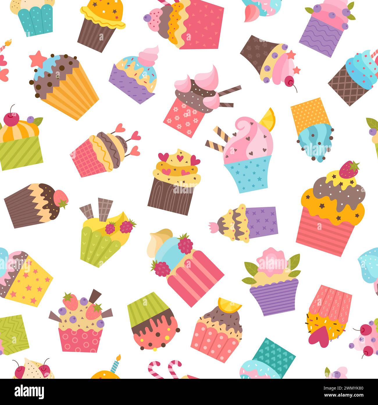 Cupcakes pattern bakery products vector seamless background Stock Vector Image & Art - Alamy