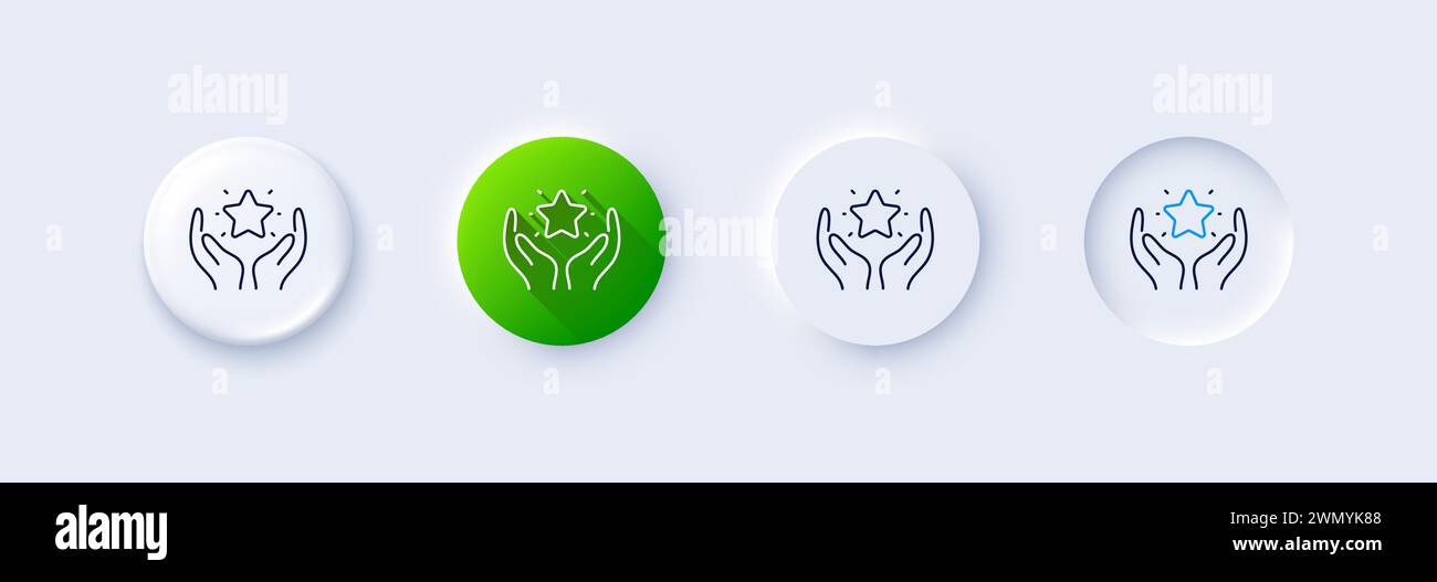 Ranking line icon. Holding star sign. Best rank. Line icons. Vector ...
