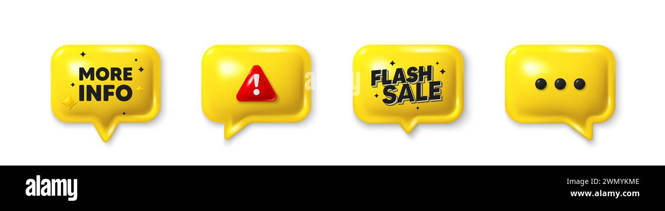 More info symbol. Navigation sign. Offer speech bubble 3d icons. Vector ...