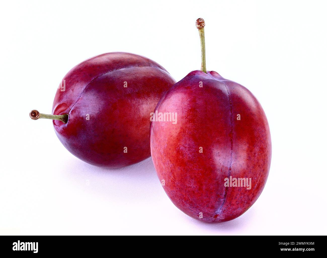 plum with leaf isolated white background Stock Photo - Alamy