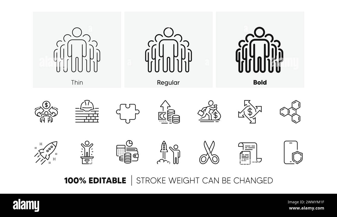 Build, Puzzle and Group line icons. For web app, printing. Line icons. Vector Stock Vector Image ...