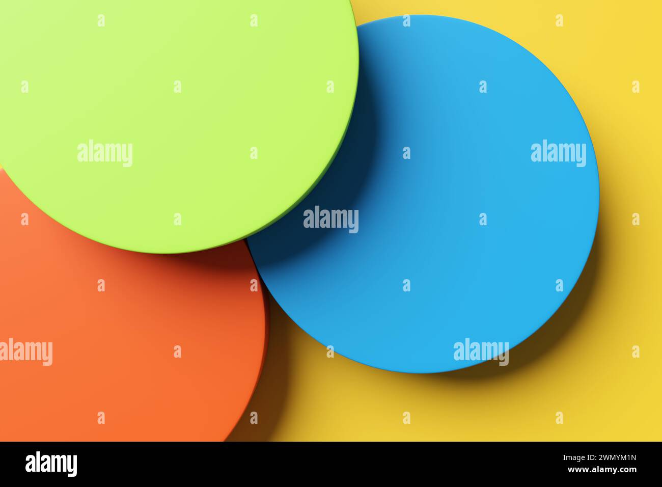 Circles of primary colors on yellow background. Illustration as a ...