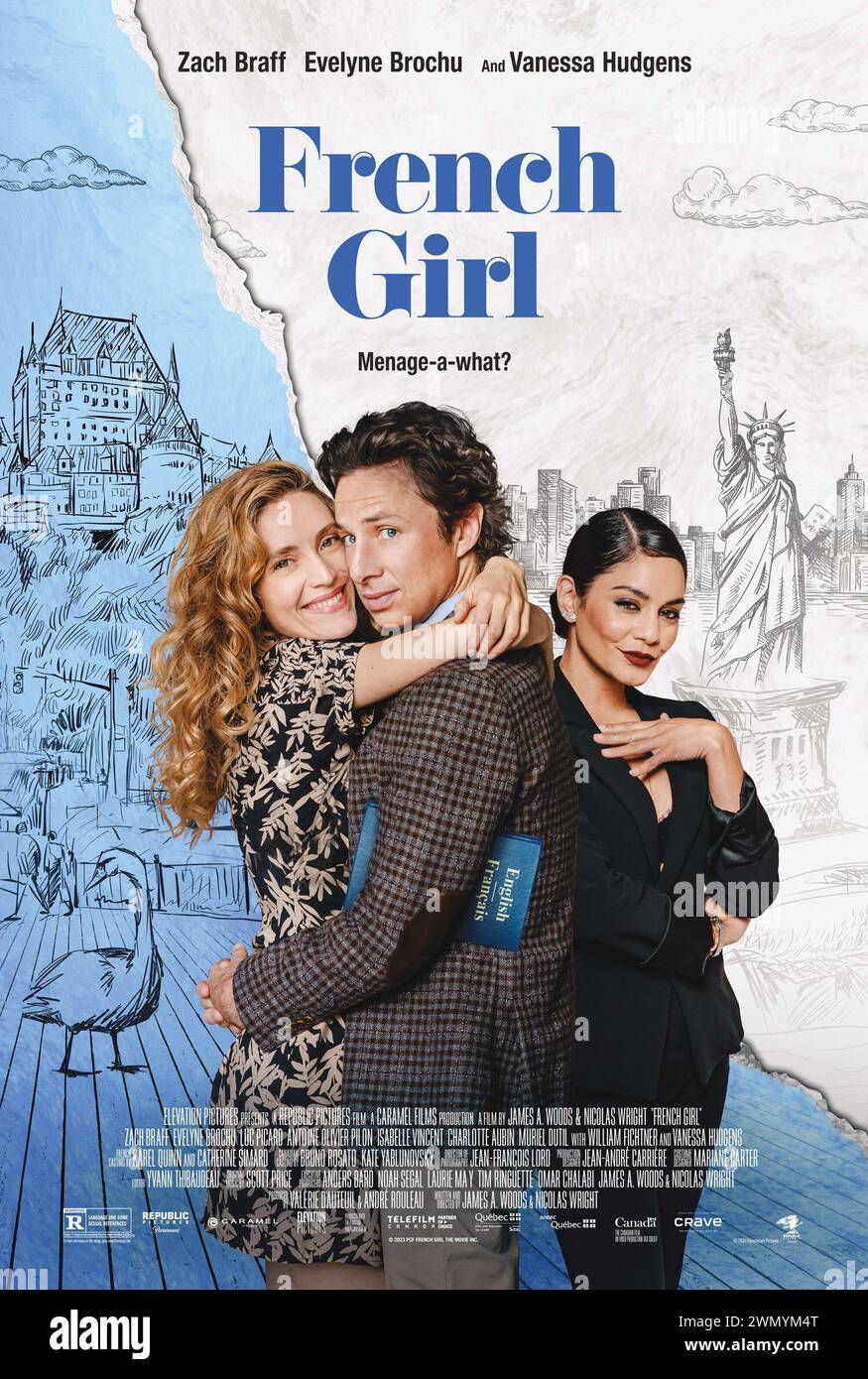 FRENCH GIRL, US poster, Evelyne Brochu, Zach Braff, Vanessa Hudgens ...