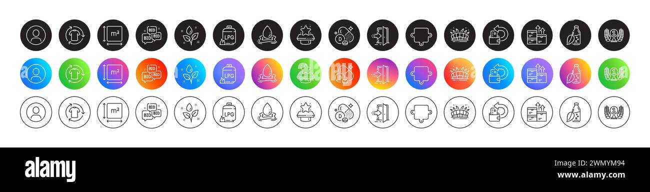 Water splash, Water bottle and Square area line icons. For web app ...