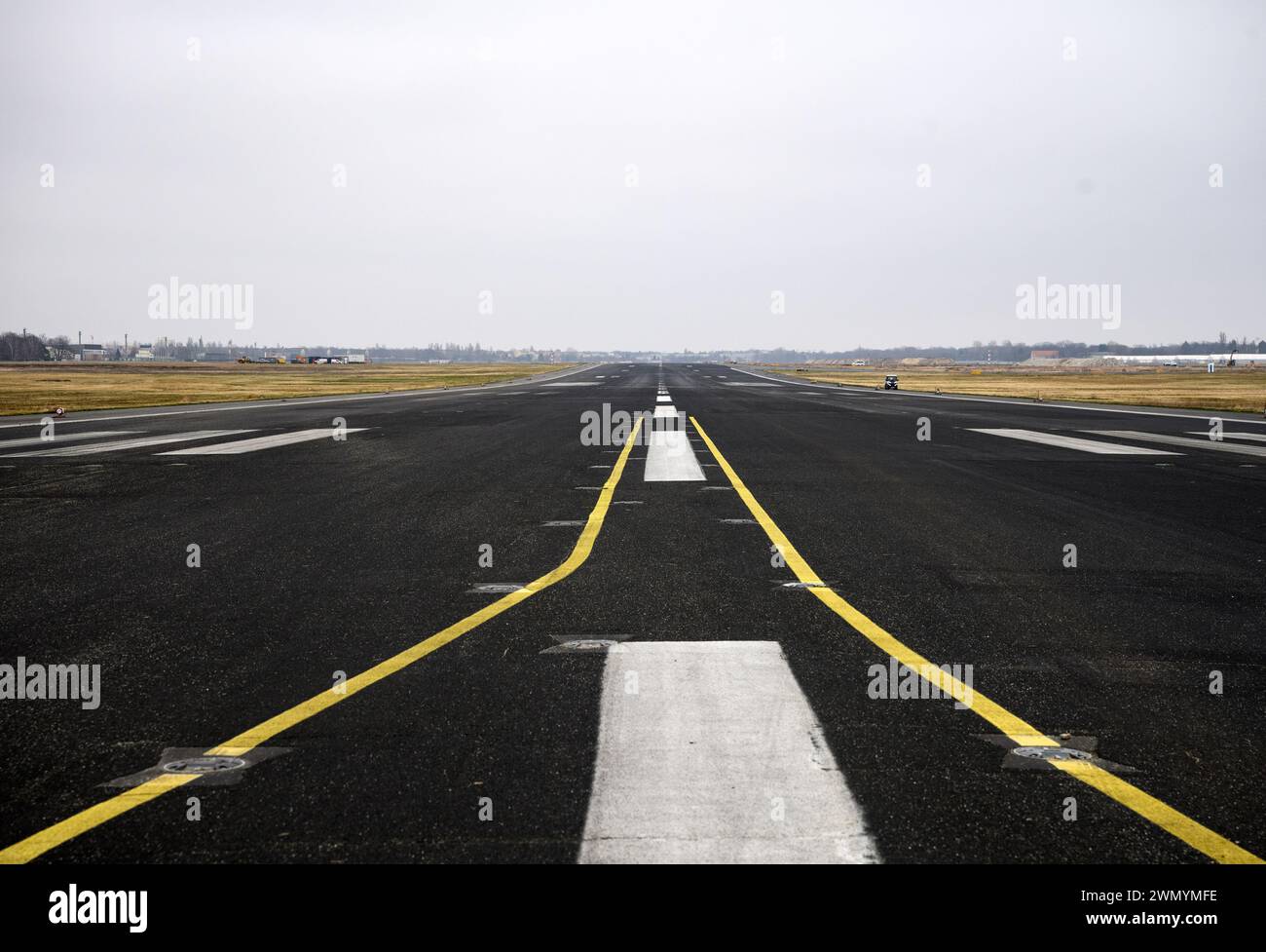 Berlin, Germany. 28th Feb, 2024. Markings can be seen on the runway of ...