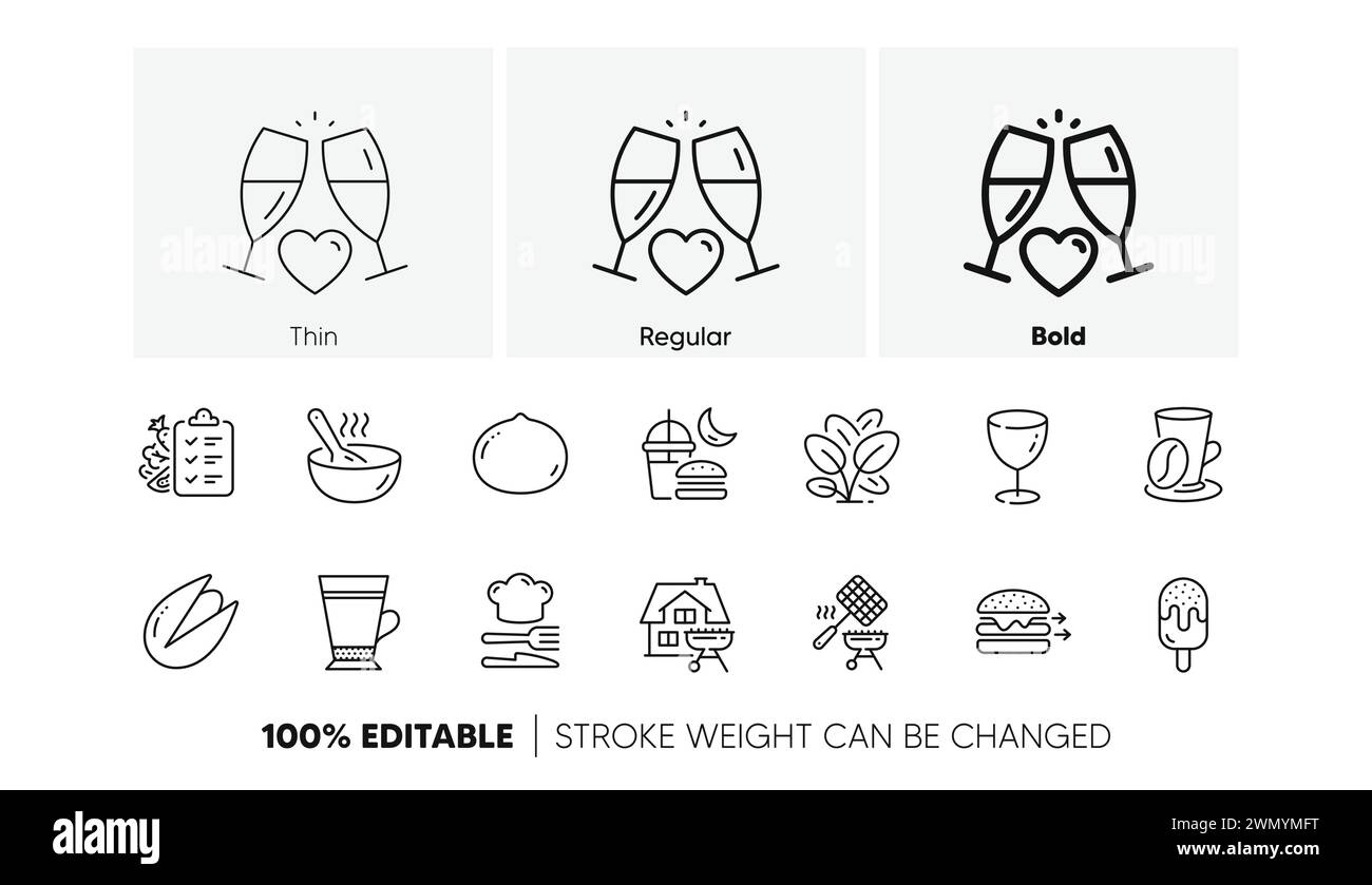Cook, Home grill and Glass line icons. For web app, printing. Line ...