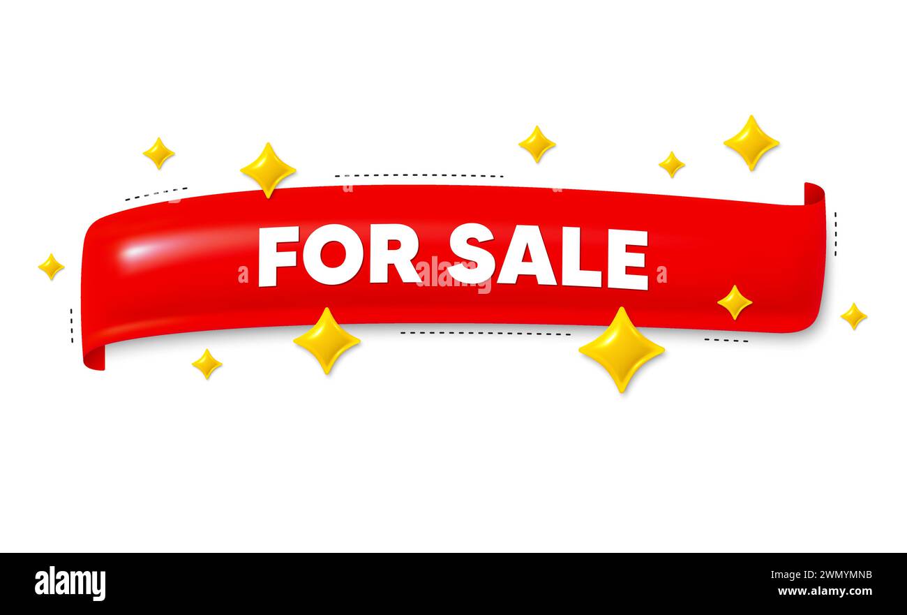 For Sale. Special offer price sign. Red ribbon 3d banner. Vector Stock ...