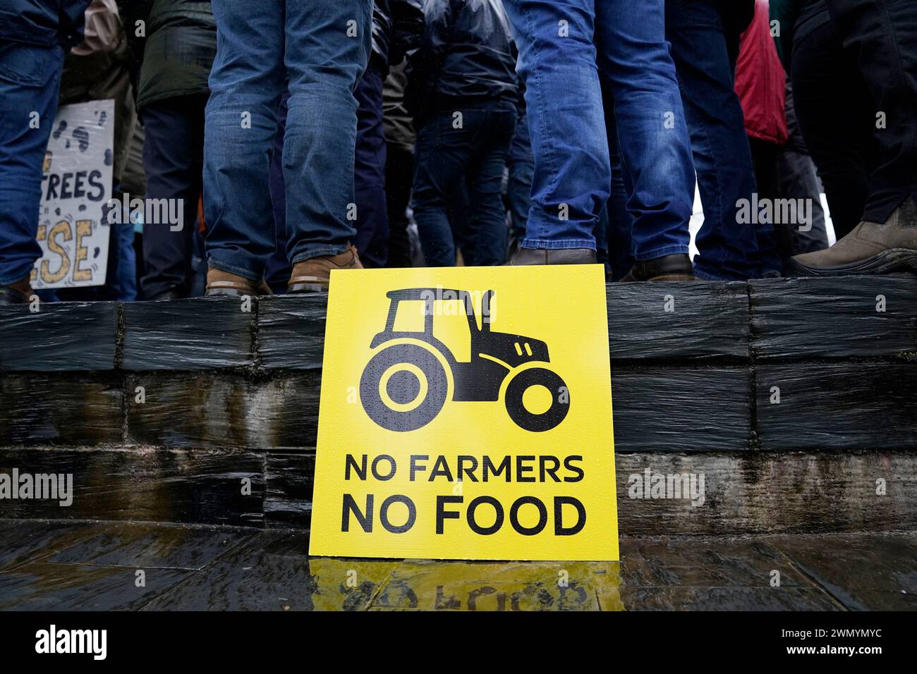 Members of the farming community protest outside the Senedd in Cardiff ...