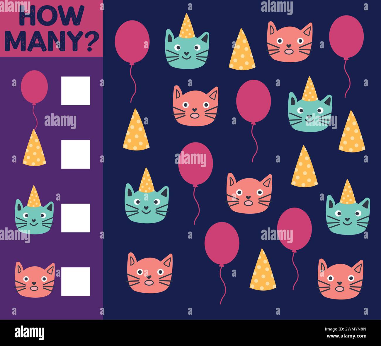 How many Cat, game for children. How many are they game. Count the Cats ...