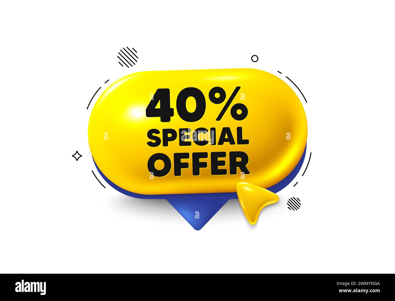 40 percent discount offer. Sale price promo sign. Offer speech bubble ...