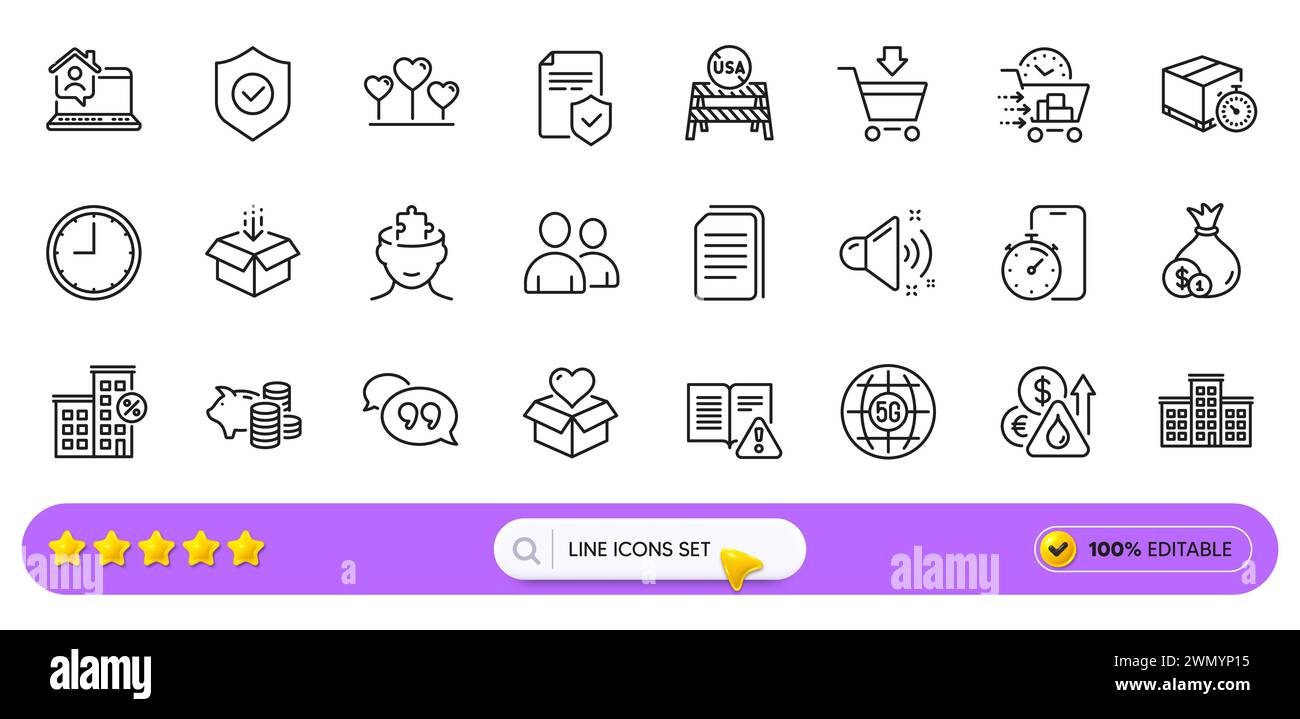 Usa close borders, Donation and Cash line icons for web app. Pictogram ...