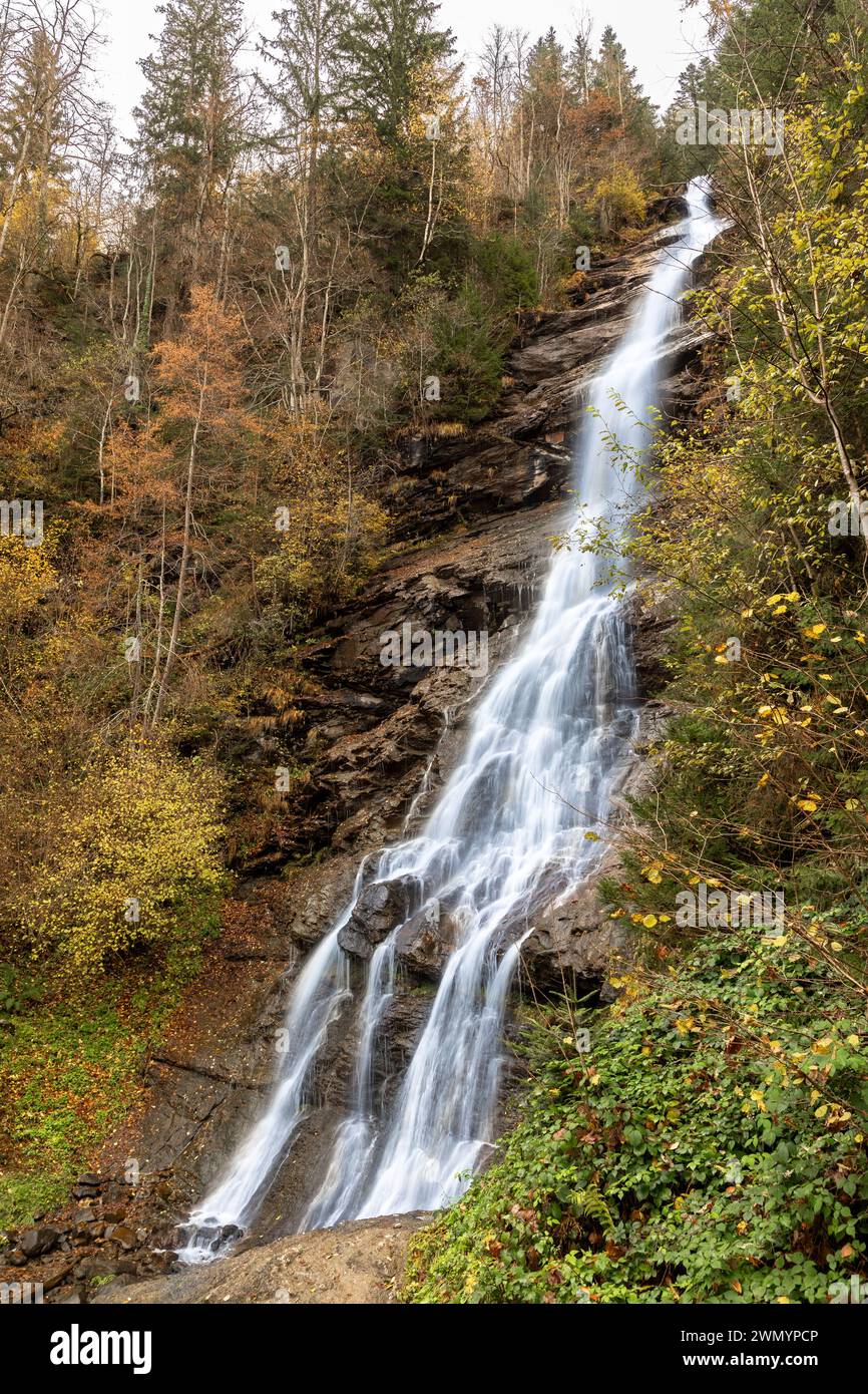 Waterfall in Hart near Fuegen in Zillertal valley, Tyrol, Austria Stock ...