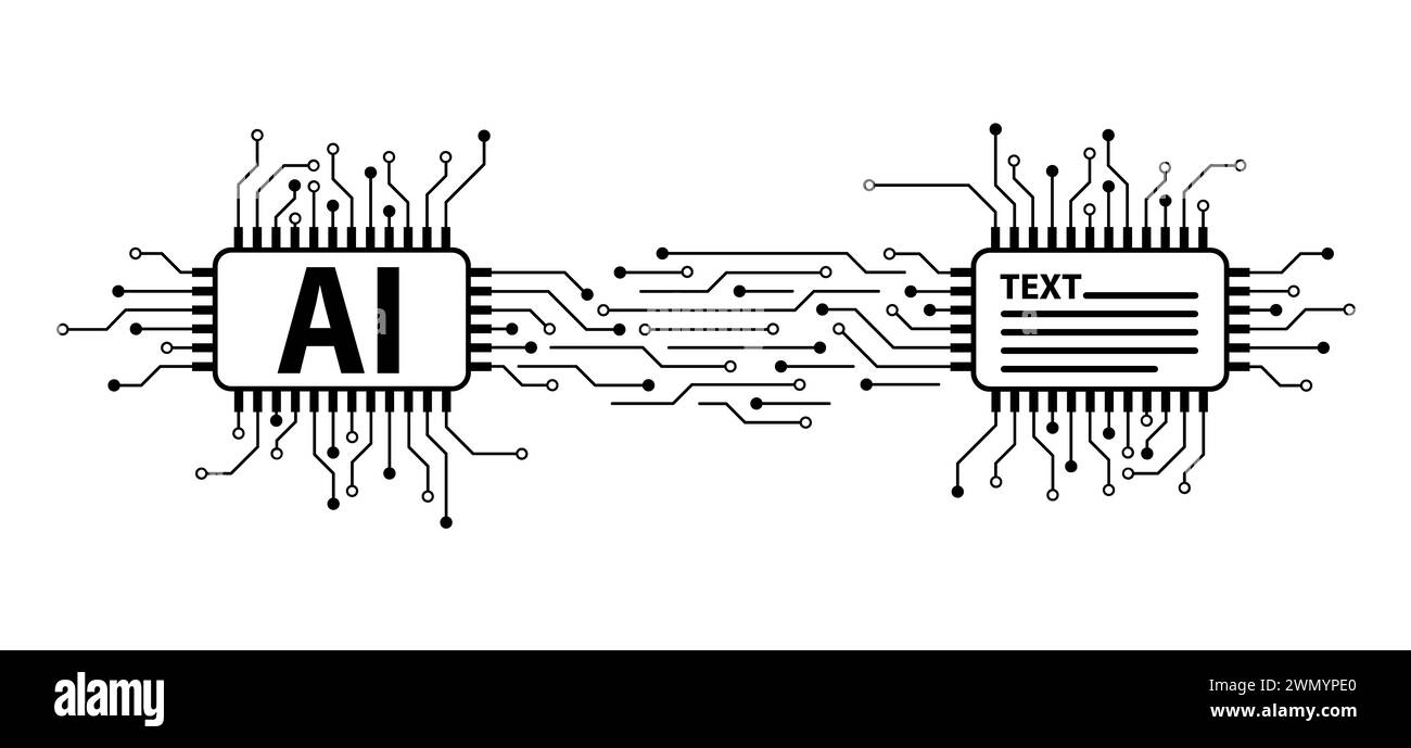 AI text generator. Artificial intelligence AI pictogram. Technology ...