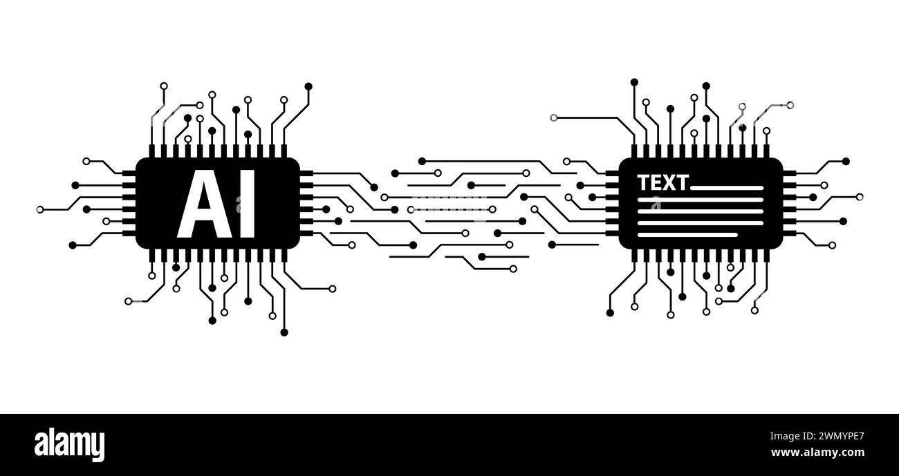 AI text generator. Artificial intelligence AI pictogram. Technology ...