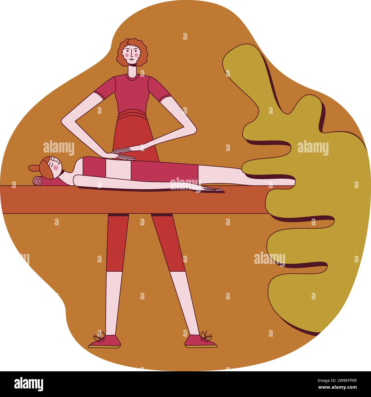Abdominal Massage Treatment By Professional Therapist In Spa Design Concept Isolated Flat