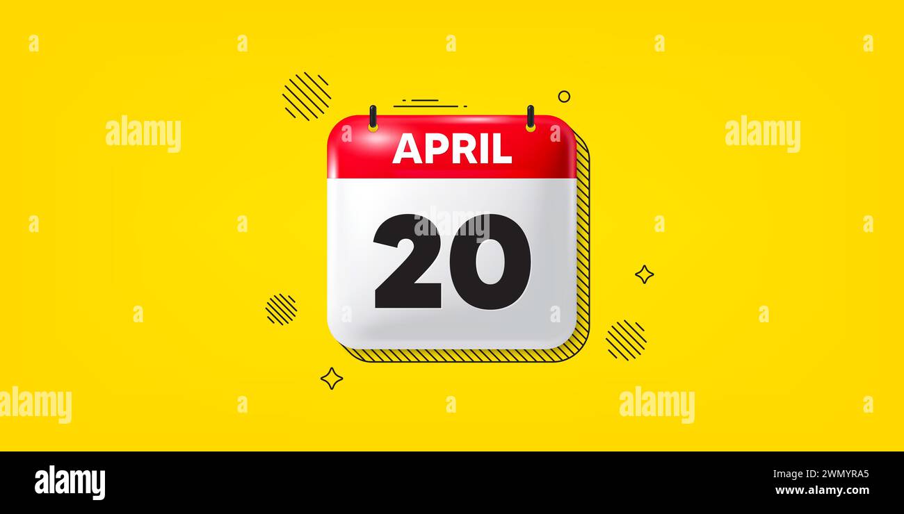 20th day of the month icon. Event schedule date. Calendar date of April ...