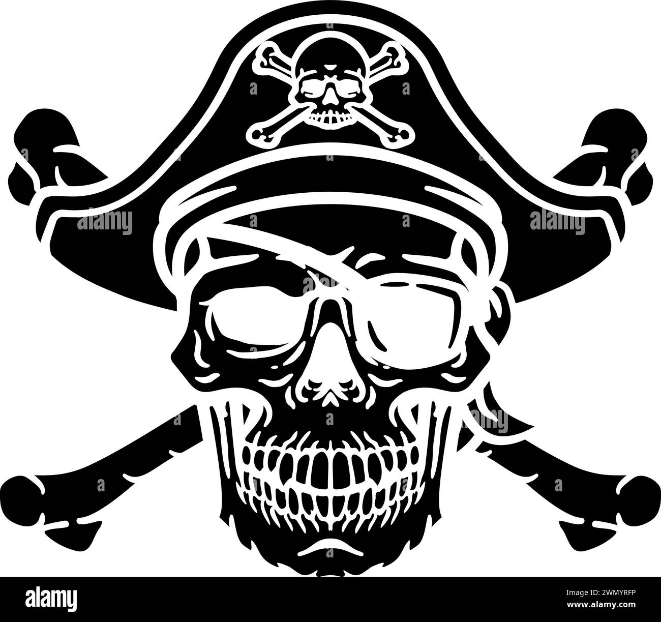 Pirate Hat Skull and Crossbones Cartoon Stock Vector Image & Art - Alamy