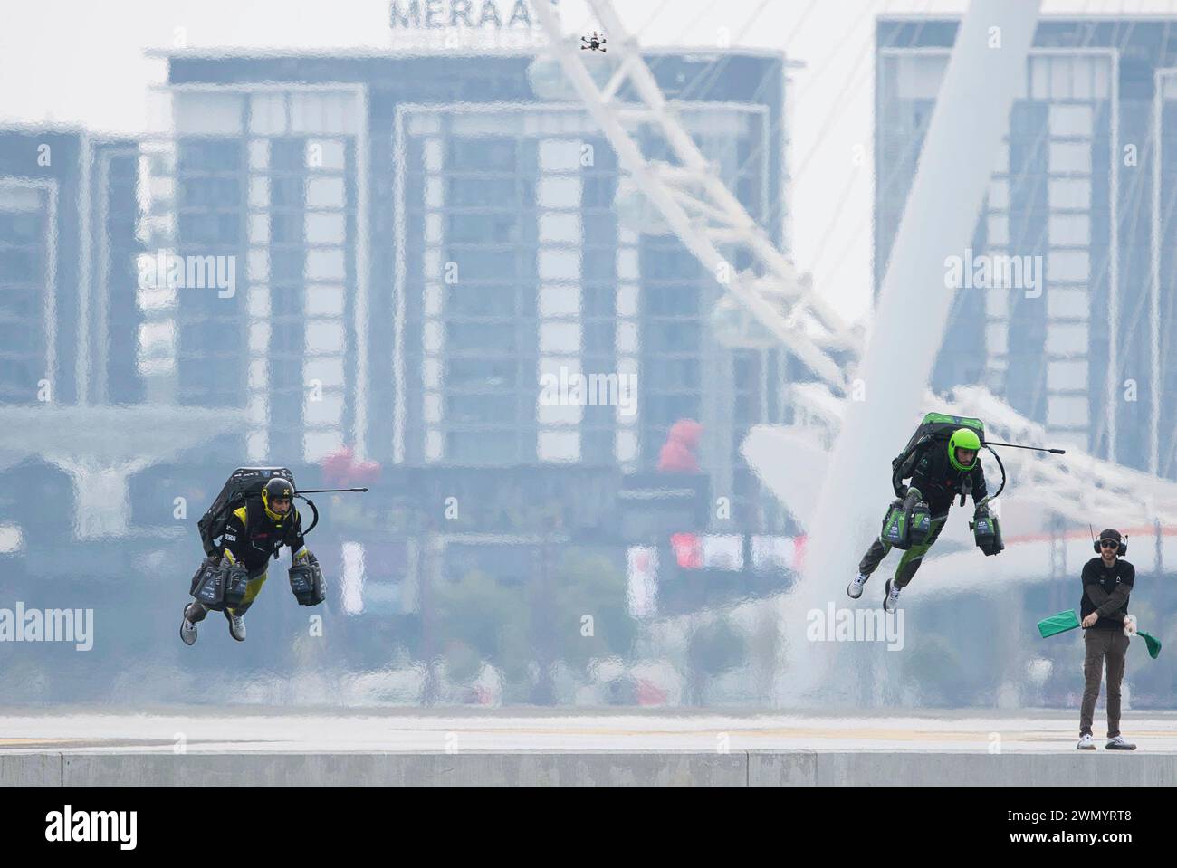 Jet suit pilots race in Dubai, United Arab Emirates, Wednesday, Feb. 28 ...